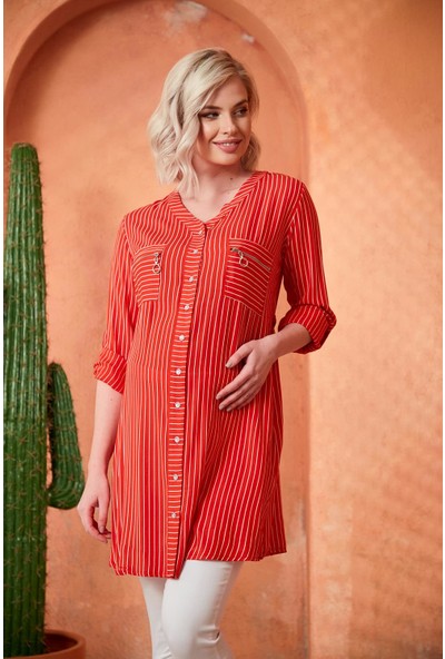 Işşıl O7012-Fermur Cep Spor Hamile Viskon Tunik