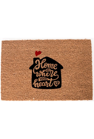 Hediye Sepeti Ev, Kalbinin Olduğu Yerdir Mottolu Kapı Önü Paspas