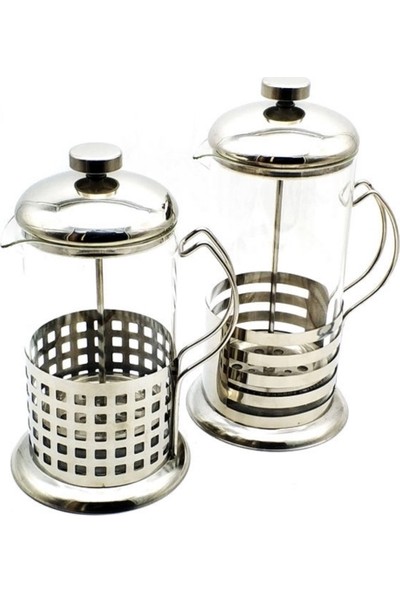 Ersamica 2'li Set Cam Üzeri Çelik Kaplama 350 ml French Press - ERS-CAM-007