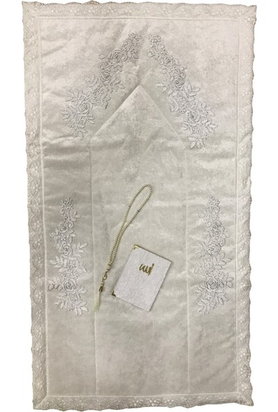 Lamazi Home Lamazihome Krem Kadife Seccade Seti 70 x 120 cm Lamazi Home Lamazihome Krem Kadife Seccade Seti 70 x 120 cm
