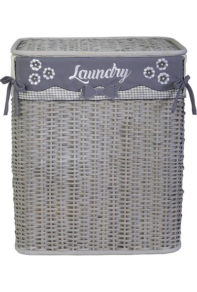 Kanca Ev Gri Bambu Çamaşır Sepeti Laundry Büyük