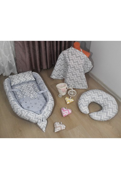 Miniks Pamuklu 5 Parça Kombin Babynest ve Emzirme Önlük Yastık Set Miniks Pamuklu 5 Parça Kombin Babynest ve Emzirme Önlük Yastık Set