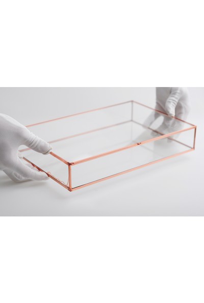 El Crea Designs Takı Aksesuar Çikolata Kutusu Kapaklı Cam Bakır Rose Gold