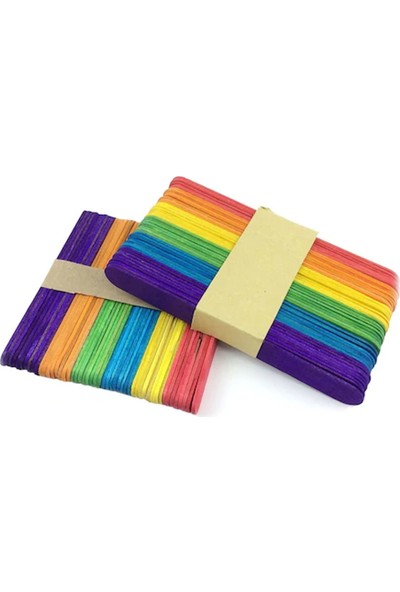 Bimbambom Ahşap Ince Küçük Renkli Dil Dondurma Çubuğu 100'lü