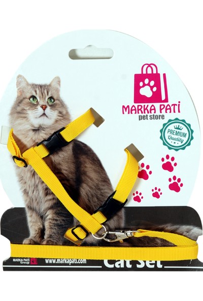 Marka Pati Kedi Gezdirme Seti Uzatma Göğüs Bel Tasması Ayarlanabilir Sarı Marka Pati Kedi Gezdirme Seti Uzatma Göğüs Bel Tasması Ayarlanabilir Sarı