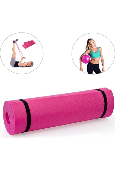 Spor Byfit 10 mm Pilates Minderi, Pilates Bandı ve Denge Topu - 3 Lü Pilates Seti - Pembe Spor Byfit 10 mm Pilates Minderi, Pilates Bandı ve Denge Topu - 3 Lü Pilates Seti - Pembe