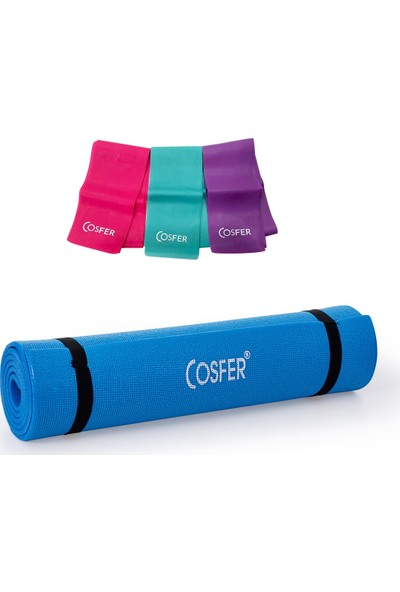 Cosfer Pilates Minderi ve Pilates Band Seti - Mavi Cosfer Pilates Minderi ve Pilates Band Seti - Mavi