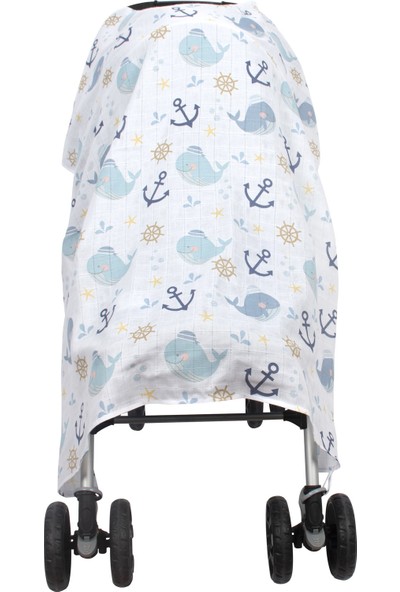 Sevi Bebe Müslin Bebek Arabası Örtüsü Balık