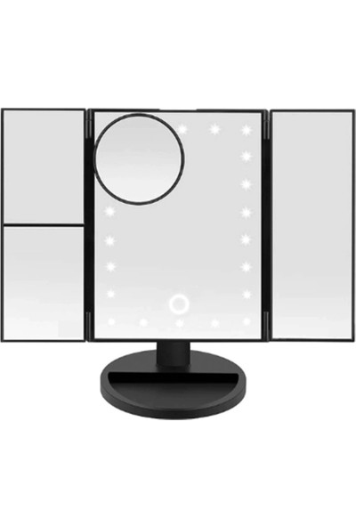Triline Dokunmatik 22 LED Işıklı Masaüstü Parlaklık Ayarlanabilir Makyaj Aynası - Siyah