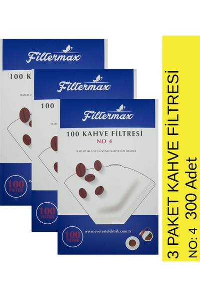 Filtermax 4 Numara Kahve Filtresi 3 Paket x 100'lü