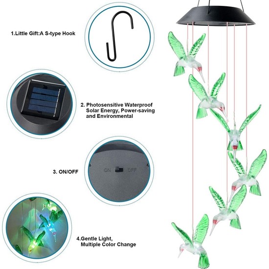 Gui xulian Led Güneş Rüzgar Ahenge Lambası Kuş Rüzgar Ahenge Fiyatı