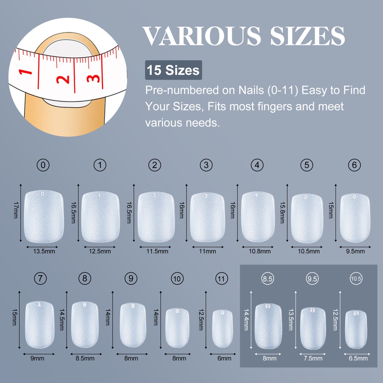 Gelıke Ec Xxs Kısa Kare Tırnak Ucu Seti 15 Boyut 300 Adet - Fiyatı