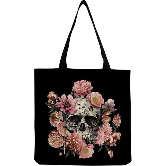 Masoffy1 HM6653 Kafatası Gül Kelebek Baskı Tote Özel Pretty Fiyatı
