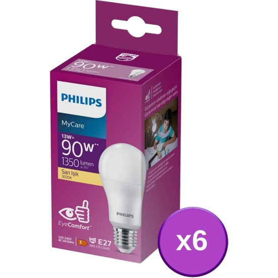 Philips LED 13W Ampul 3000K Sarı Işık 6'lı Fiyatı
