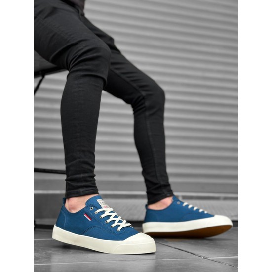 İwie Boa Rahat Düz Taban Keten Bağcıklı Mavi Günlük Erkek Fiyatı