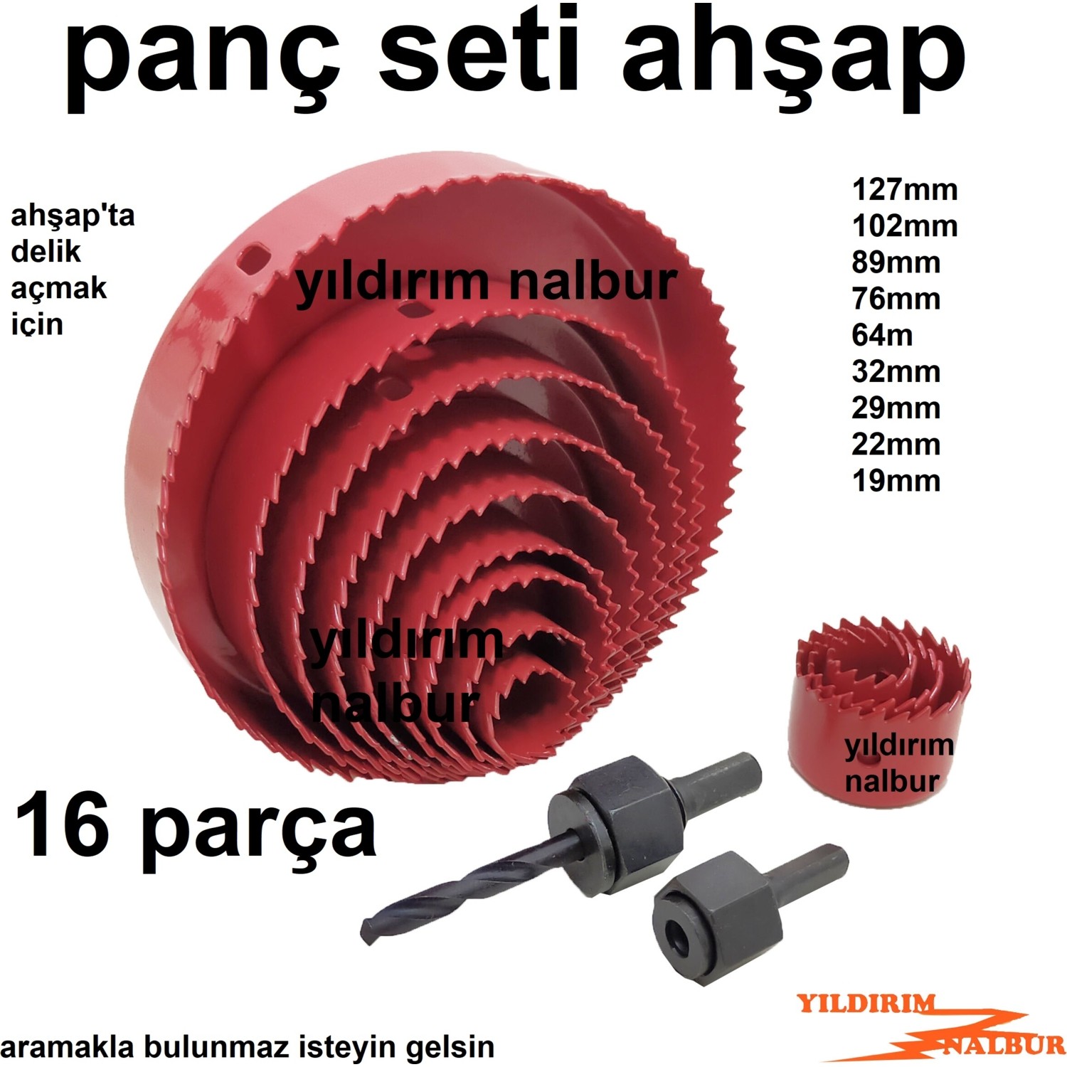 Yıldırım Nalbur Ahşap Panç Seti 16 Parça Pratik Delik Açma Testeresi ...