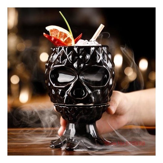 Hawaii Tarzı Derin Siyah Ahtapot Kafatası Kupa Kapak Ananas Fiyatı