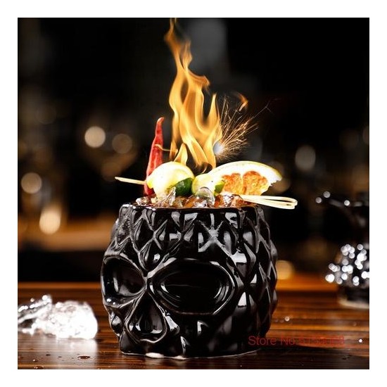 Hawaii Tarzı Derin Siyah Ahtapot Kafatası Kupa Kapak Ananas Fiyatı