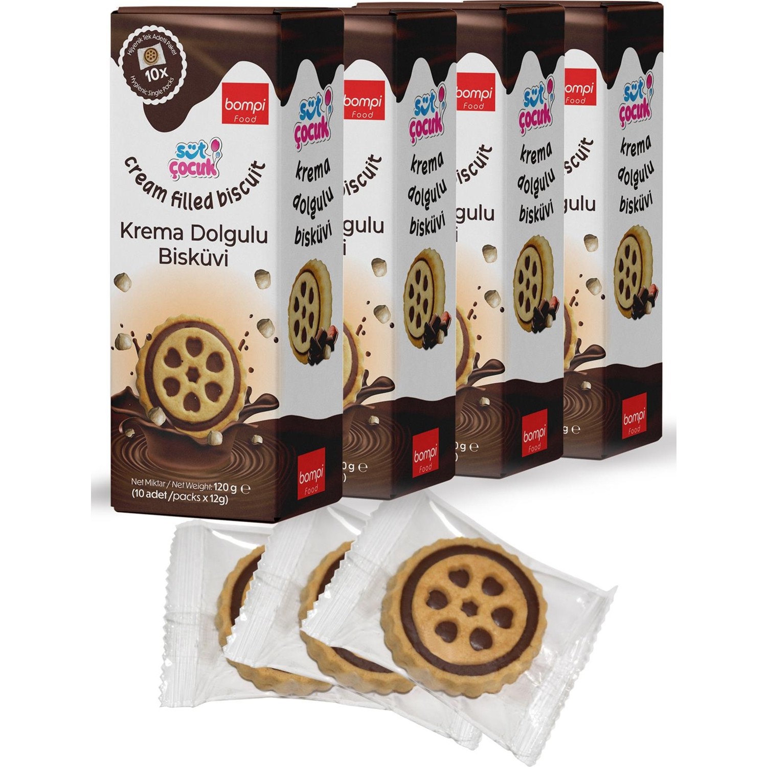 Bompi Kakaolu Krema Dolgulu Bisküvi 120 gr x 4 Fiyatı