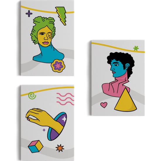 Winta Shop Pop Art Renkli Dekoratif Duvar Tablosu Üçlü Fiyatı