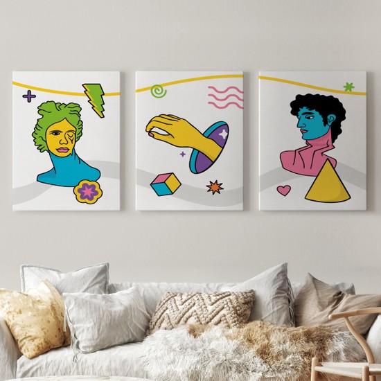 Winta Shop Pop Art Renkli Dekoratif Duvar Tablosu Üçlü Fiyatı