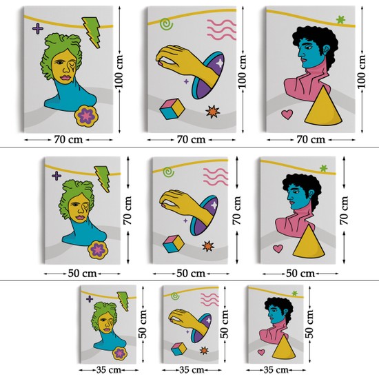 Winta Shop Pop Art Renkli Dekoratif Duvar Tablosu Üçlü Fiyatı