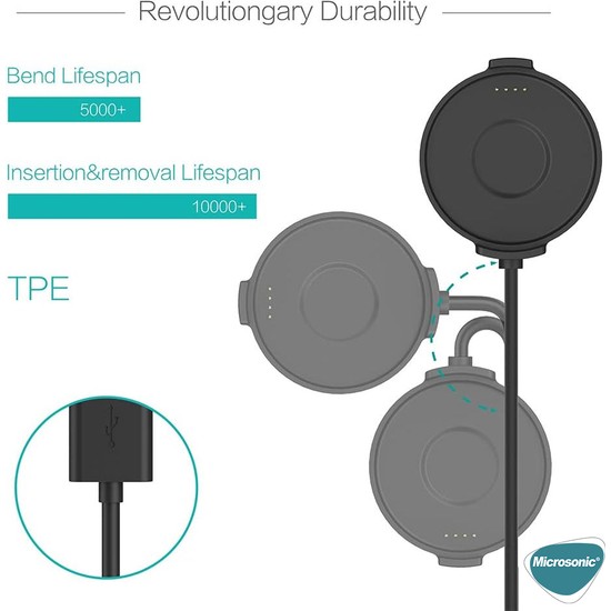 Microsonic Ticwatch Pro Manyetik USB Şarj Kablosu Siyah Fiyatı