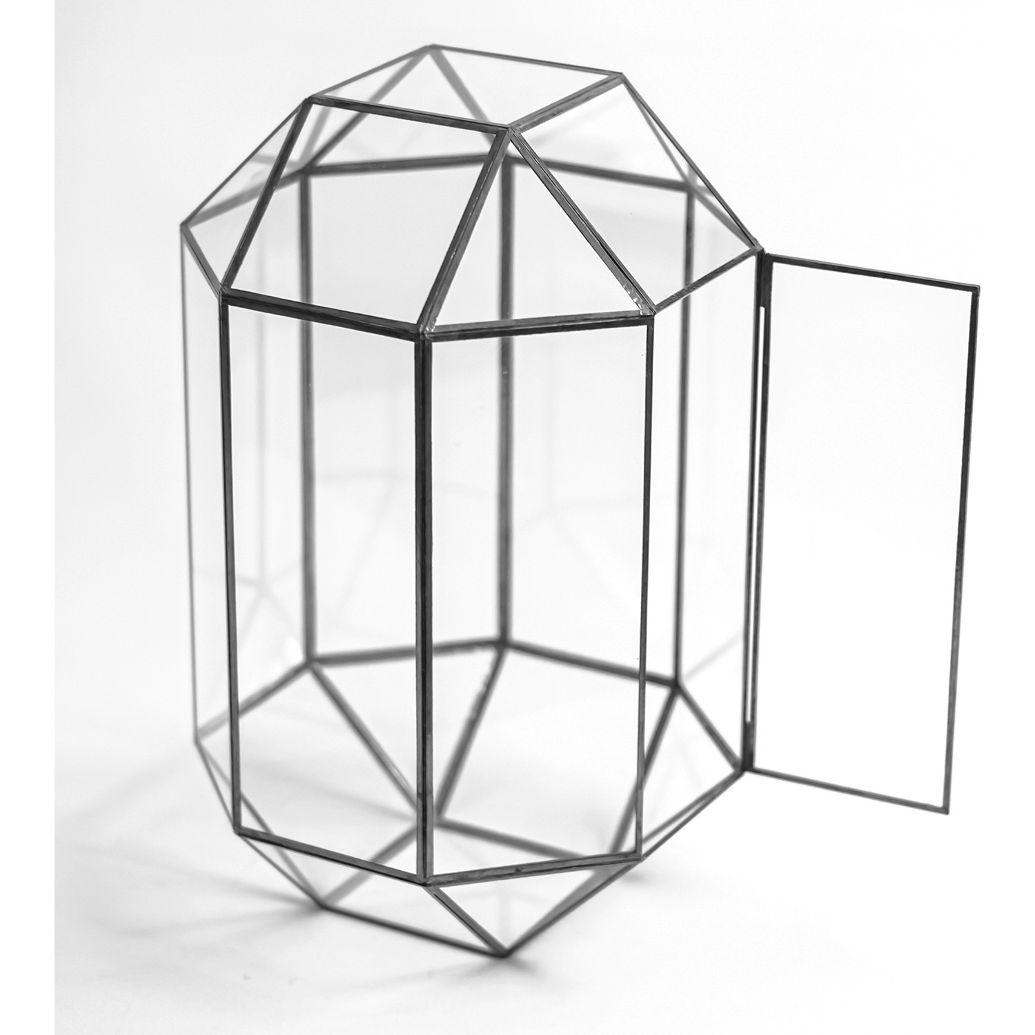 El Crea Designs Teraryum Geometrik Cam Fanus Siyah Antrasit Fiyatı