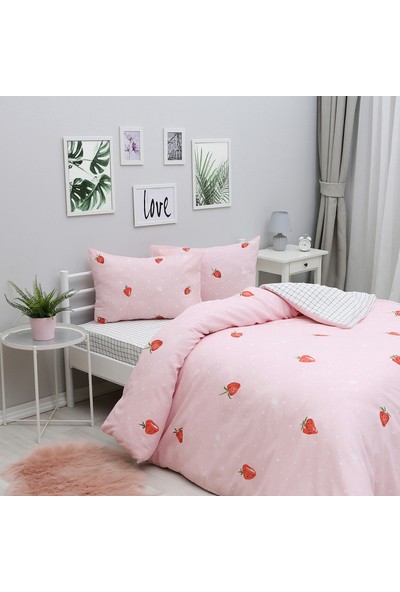 Hepsi Home by Zorluteks Çift Kişilik Nevresim Takımı - Çilek Hepsi Home by Zorluteks Çift Kişilik Nevresim Takımı - Çilek