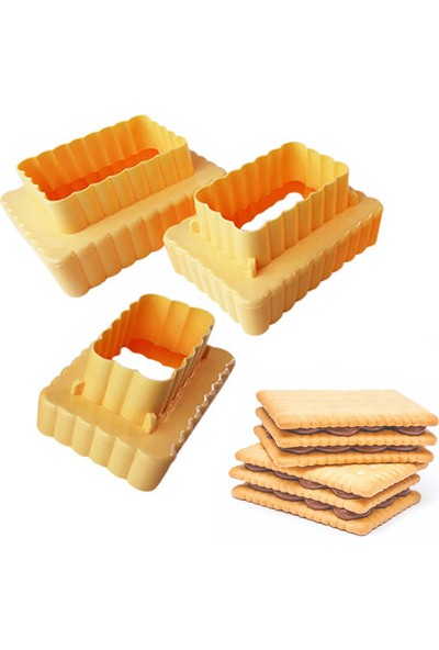 Enc 3'lü Çift Taraflı Dikdörtgen Bisküvi Kalıbı