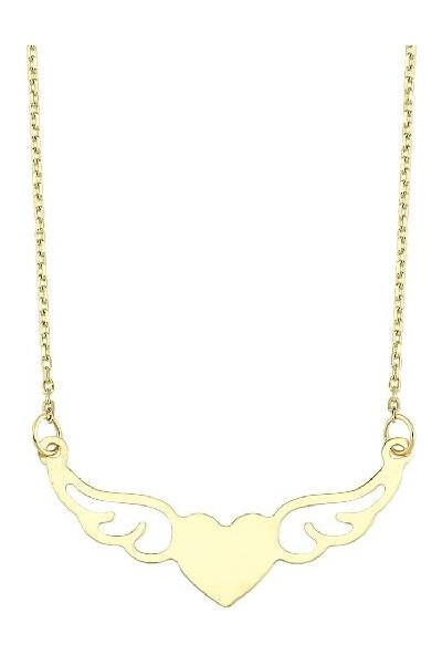 Altınbaş Altın Kalpli Kanat Kolye