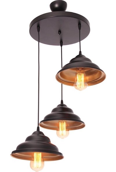 Umur Aydınlatma Togo 3'lü Siyah Metal Sarkıt Avize