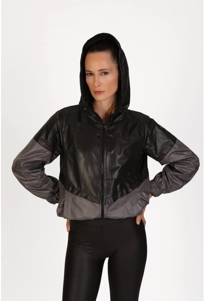 Superstacy Mevsimlik Kadın Spor Siyah Yağmurluk L