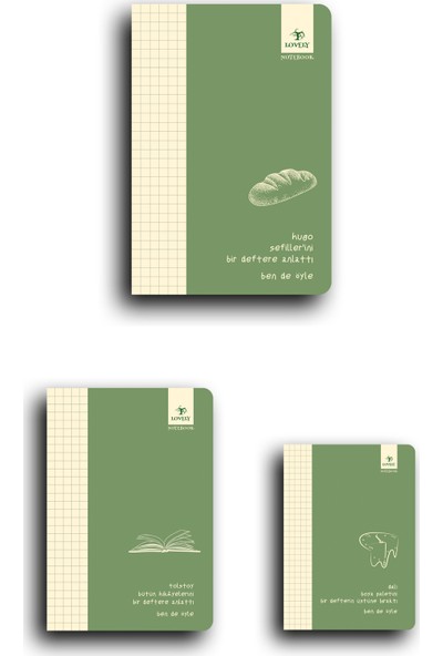 Lovely Book & Book Ben De Öyle Motivasyon Serisi Kareli Defter Yeşil 3'lü Lovely Book & Book Ben De Öyle Motivasyon Serisi Kareli Defter Yeşil 3'lü