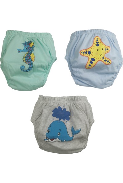 Poopes Erkek Bebek Alıştırma Külodu 3'lü - Balina Poopes Erkek Bebek Alıştırma Külodu 3'lü - Balina