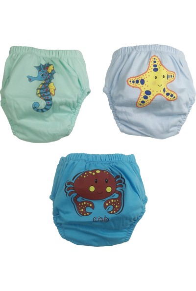 Poopes Erkek Bebek Alıştırma Külodu 3'lü - Yengeç Poopes Erkek Bebek Alıştırma Külodu 3'lü - Yengeç