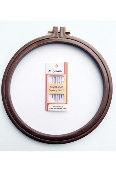 Nazarone Plastik Vidalı Kasnak Küçük Boy 1 No 19,5 cm + 6'lı Etamin Iğnesi