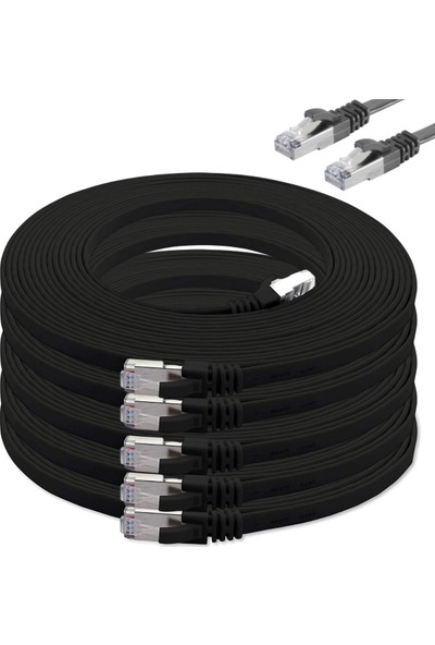 IRENIS 5 Adet IRENIS CAT7 Yassı Ethernet (Network, LAN) Kablosu, Siyah, 25 cm IRENIS 5 Adet IRENIS CAT7 Yassı Ethernet (Network, LAN) Kablosu, Siyah, 25 cm