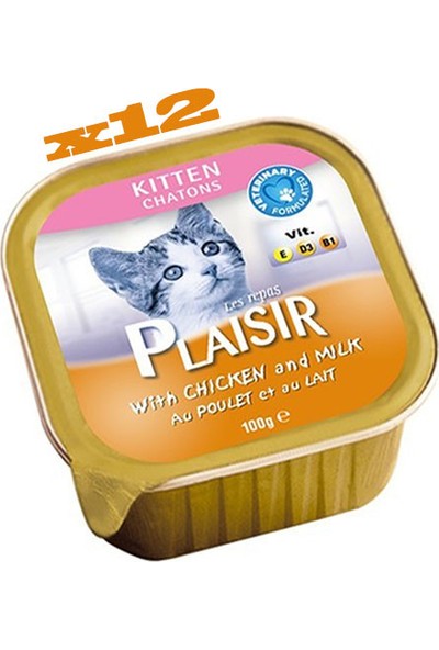 Plaisir Tavuk Etli & Sütlü Yavru Yaş Kedi Maması 100 gr x 12 Adet Plaisir Tavuk Etli & Sütlü Yavru Yaş Kedi Maması 100 gr x 12 Adet