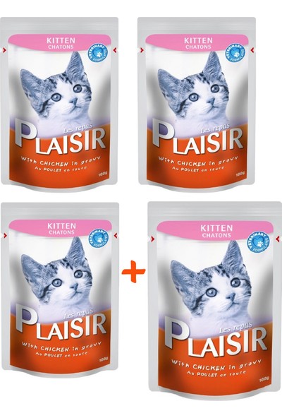 Plaisir Pouch Yavru Yaş Kedi Maması 100 gr x 4 Adet