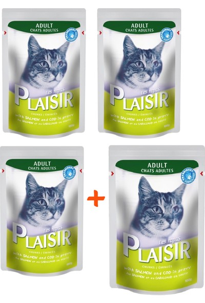 Plaisir Pouch Somonlu & Morinalı Yaş Kedi Maması 100 gr x 4 Adet