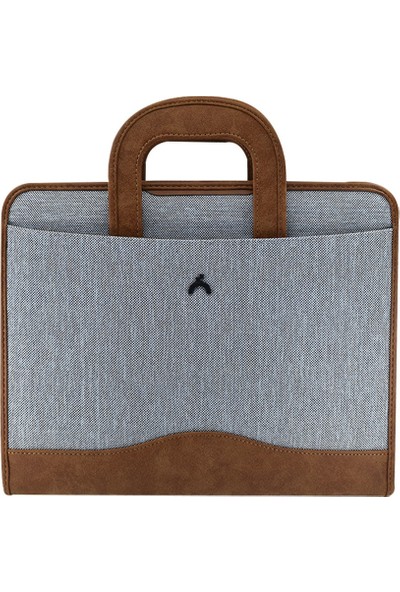 Önder Mi̇lano Gi̇zli̇ Saplı Çi̇ft Fermuarlı Evrak Çantası Açık Gri
