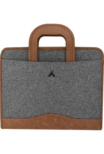 Önder Mi̇lano Gi̇zli̇ Saplı Çi̇ft Fermuarlı Evrak Çantası Koyu Gri