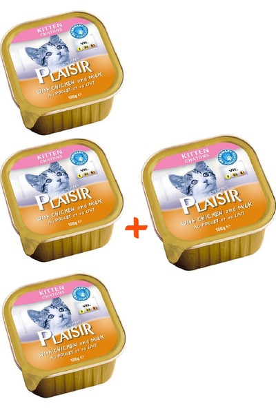 Plaisir Pate Tavuklu Yavru Yaş Kedi Maması 100 gr x 4 Adet Plaisir Pate Tavuklu Yavru Yaş Kedi Maması 100 gr x 4 Adet
