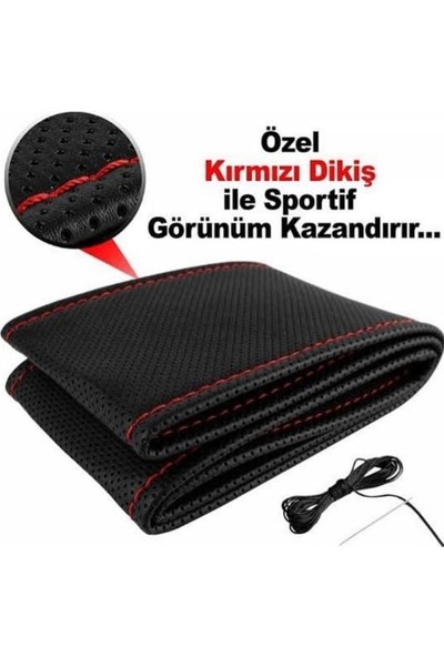 Gks Dikme Direksiyon Kılıfı Kırmızı Ipli Delikli