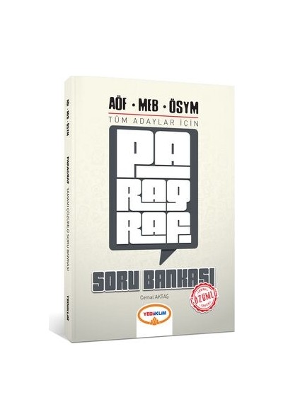 Yediiklim Yayınları Tüm Adaylar İçin Paragraf Tamamı Çözümlü Soru Bankası