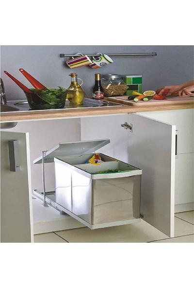 Pelikan Raylı Krom14+14 lt Çift Kova Çöp Kovası 21200