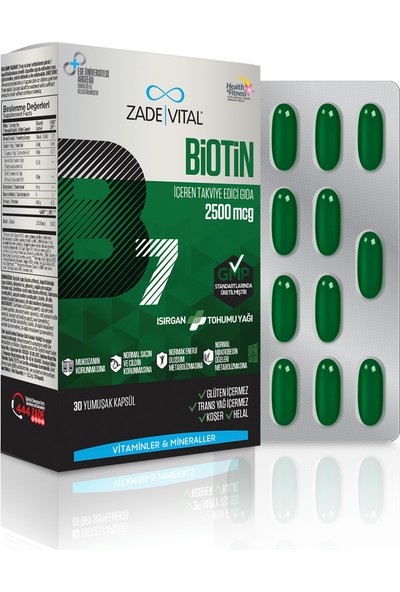 Zade Vital Biotin 2500 mcg 30 Kapsül