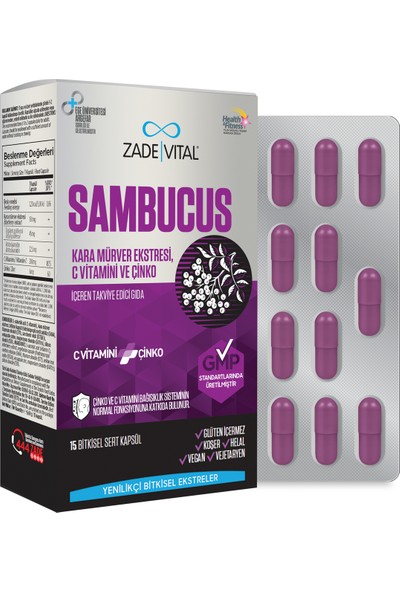 Zade Vital Sambucus Nigra Takviye Edici Gıda 15 Kapsül
