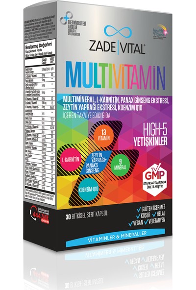 Zade Vital Multivitamin Bitkisel 30 Kapsül Zade Vital Multivitamin Bitkisel 30 Kapsül